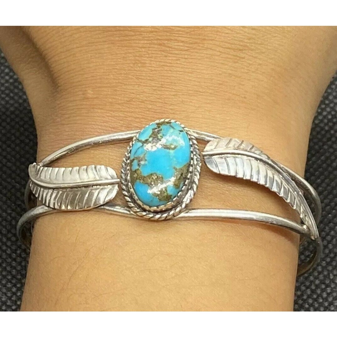 Vtg Navajo Harry Martinez Native American Sterling Silver & Turquoise ...