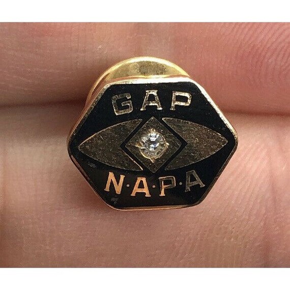 10k Gold & Black Enamel Lapel Pin 2mm Diamond Gap Nap… - Gem