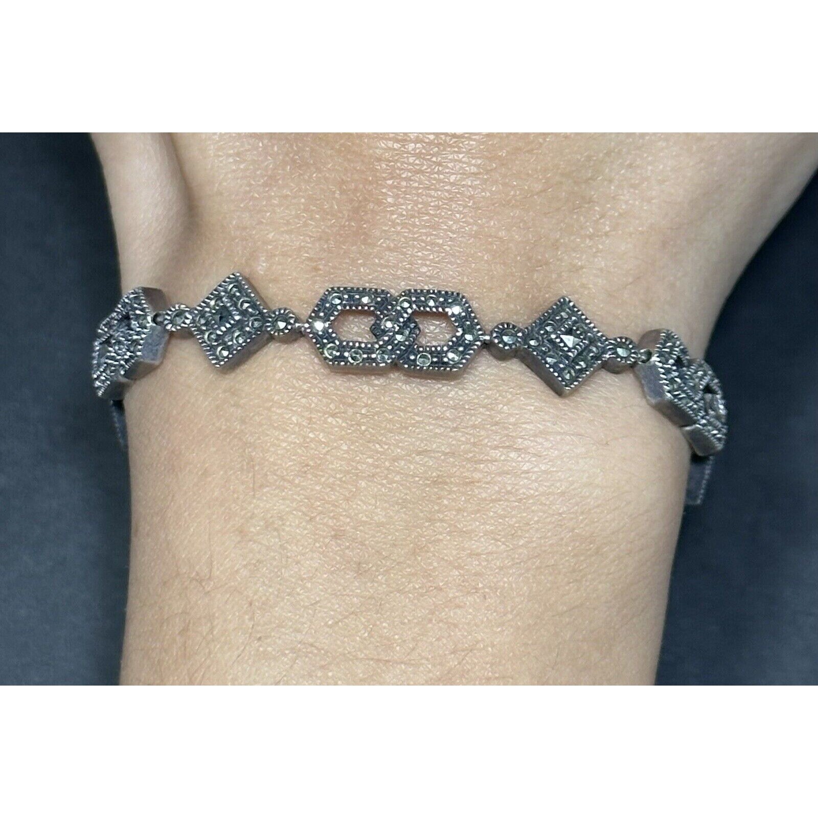 Signed Judith Jack Bracelet Art Deco Sterling Silver and Marcasite ...