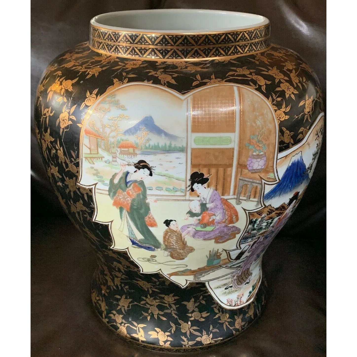 Japanese Vintage Satsuma TALL Vase - Shimazu Family Crest - Etsy