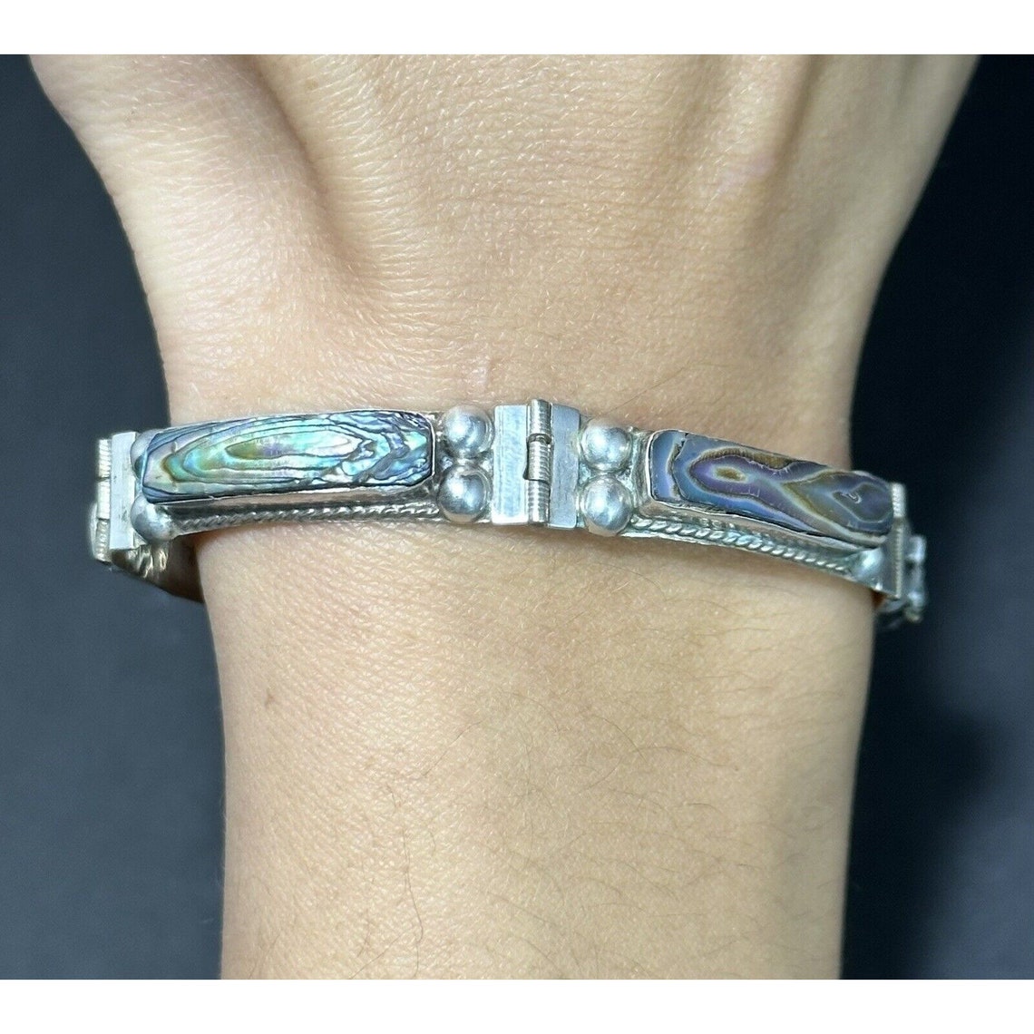 Vintage Signed LPR Taxco Sterling Silver and Abalone Bracelet - Etsy