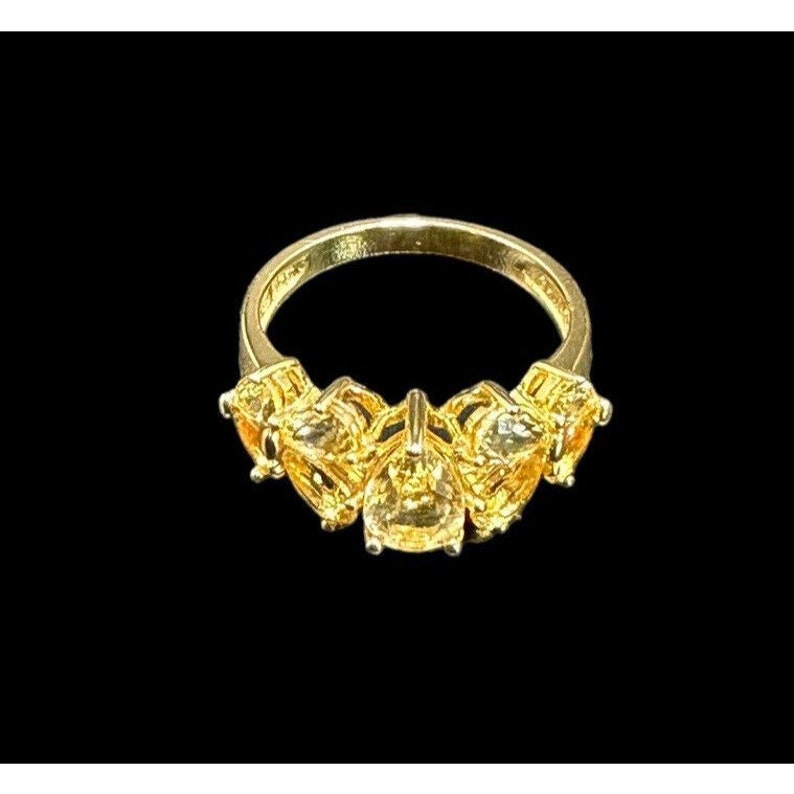 Signed Ross Simons 925 Ring Citrine Two Row Gold Over Sterling - Etsy