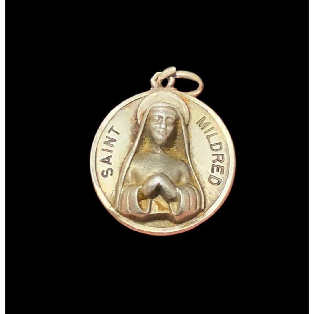 Vintage Creed Sterling Silver Saint Mildred Medal Catholic Religious ...