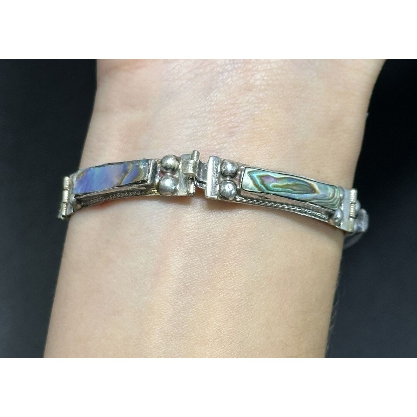 Vintage Signed LPR Taxco Sterling Silver and Abalone Bracelet - Etsy