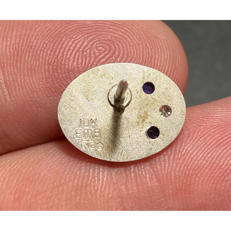 10K EMB CTO Lapel Pin Diamond Sapphire Chips A Two Tone Vintage - Etsy