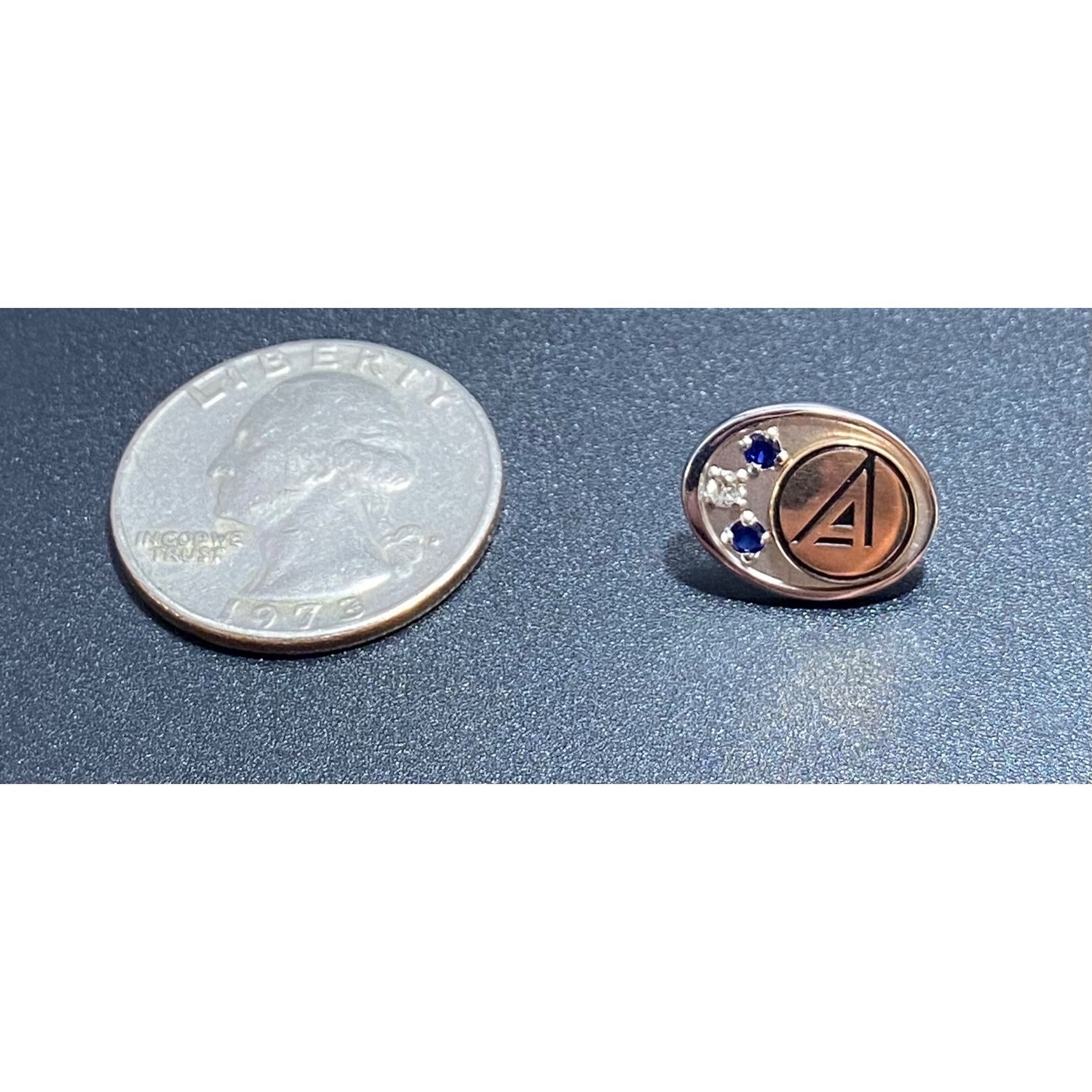 10K EMB CTO Lapel Pin Diamond Sapphire Chips A Two Tone Vintage - Etsy