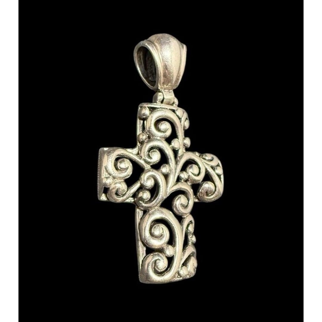 SX 925 Thailand Cross Pendant Scrollwork Filigree Sally C Treasures - Etsy