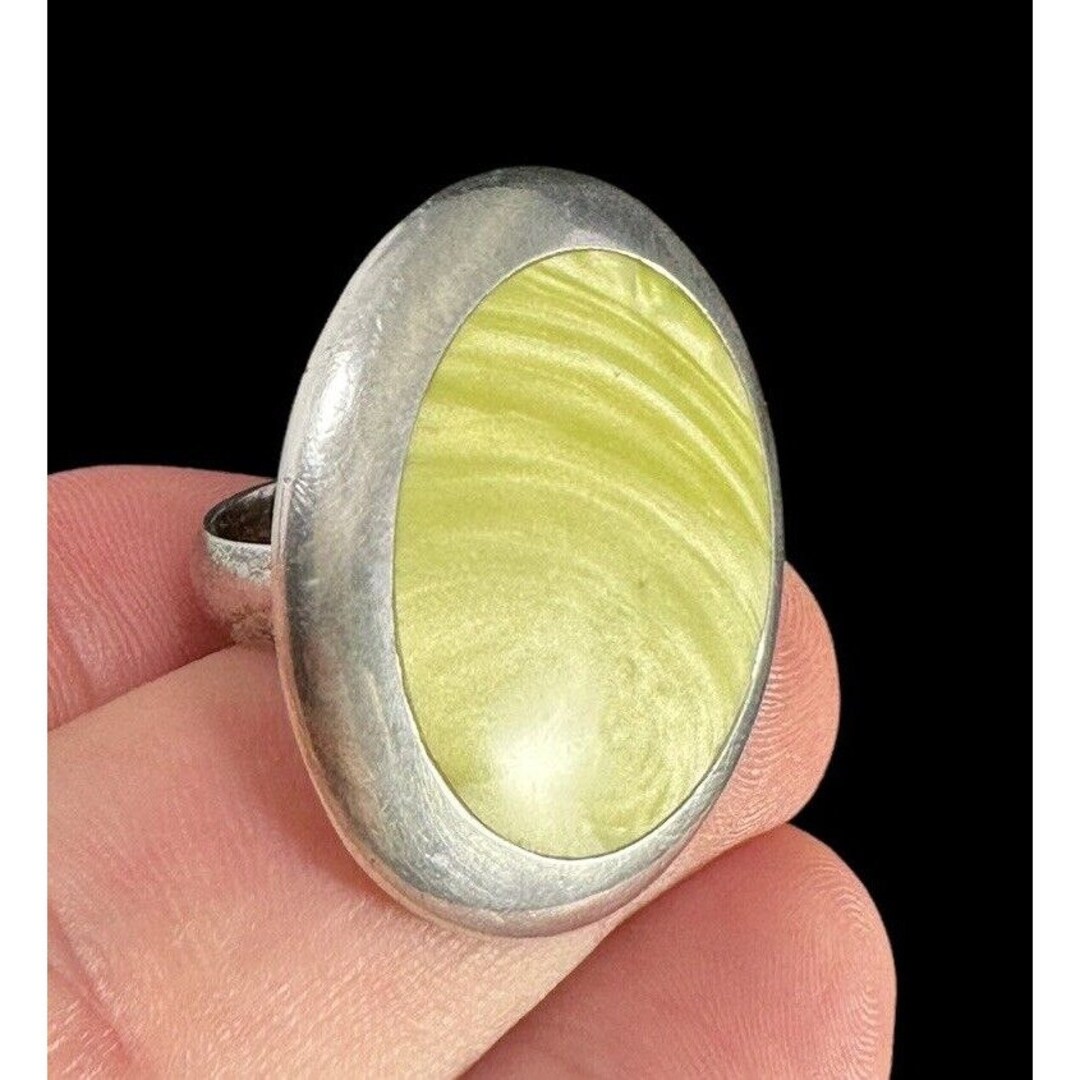 Signer FAS 925 Sterling Silver Mother of Pearl Round Dome Statement ...