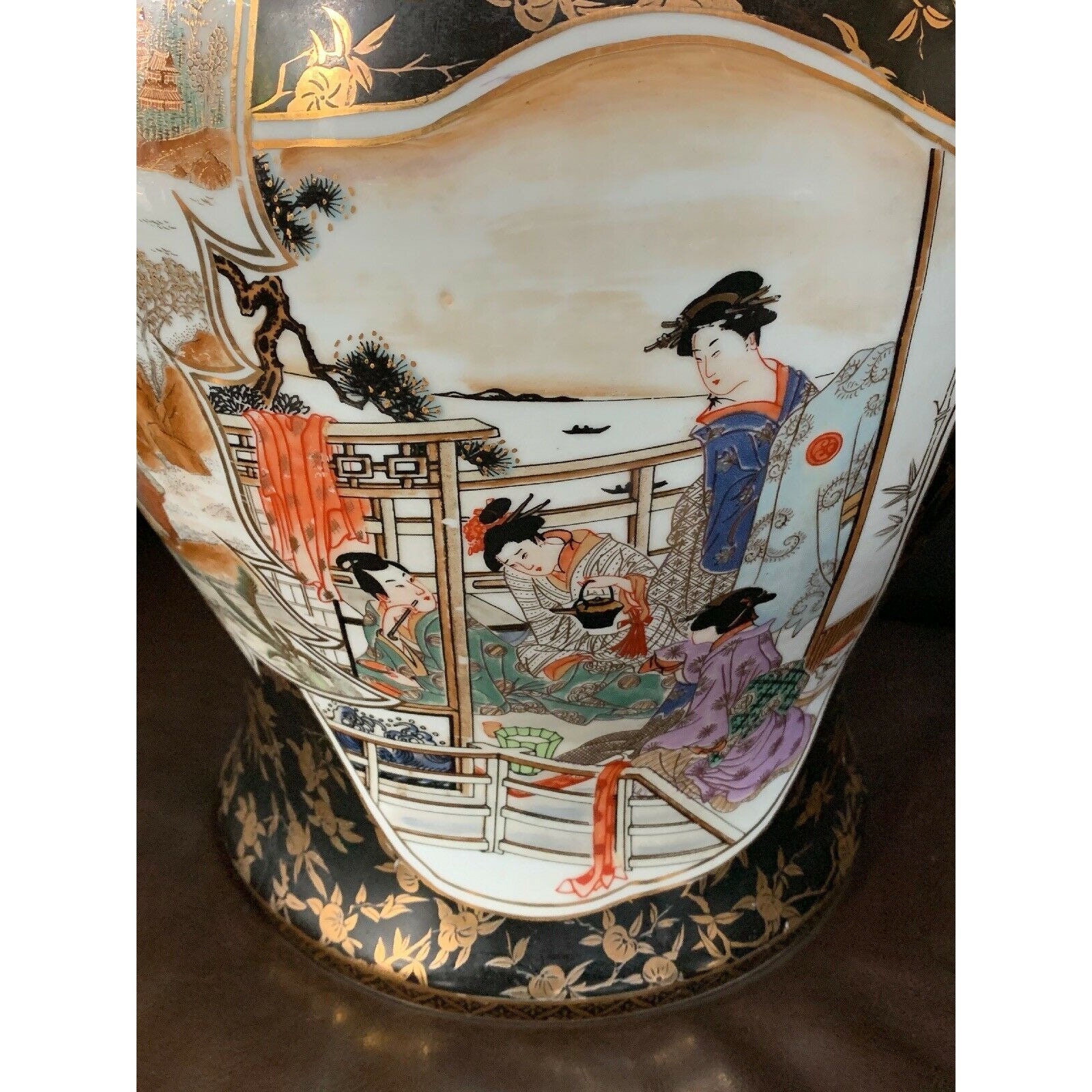 Japanese Vintage Satsuma TALL Vase - Shimazu Family Crest - Etsy