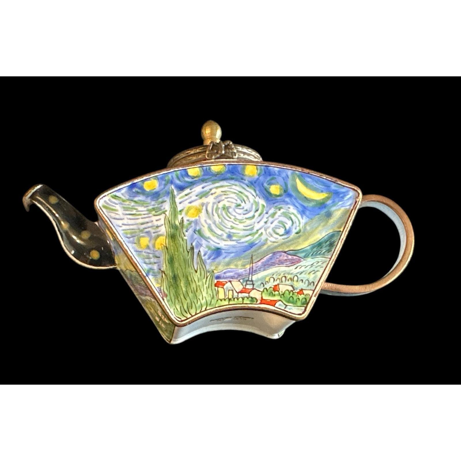 Kelvin Chen Brass & Enamel Hand Painted Mini Teapot Van Gogh Starry ...
