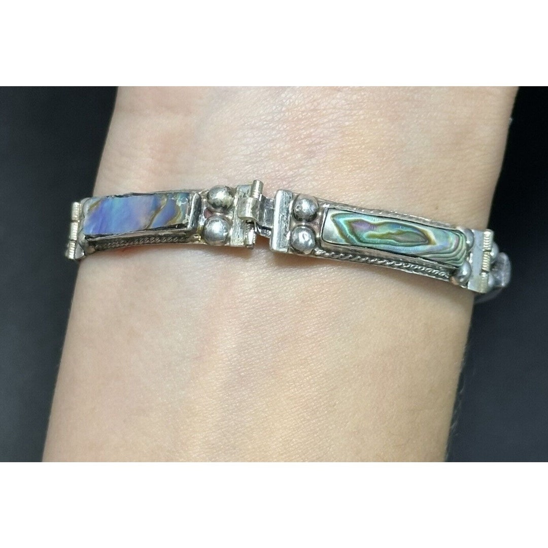 Vintage Signed LPR Taxco Sterling Silver and Abalone Bracelet Mexico ...