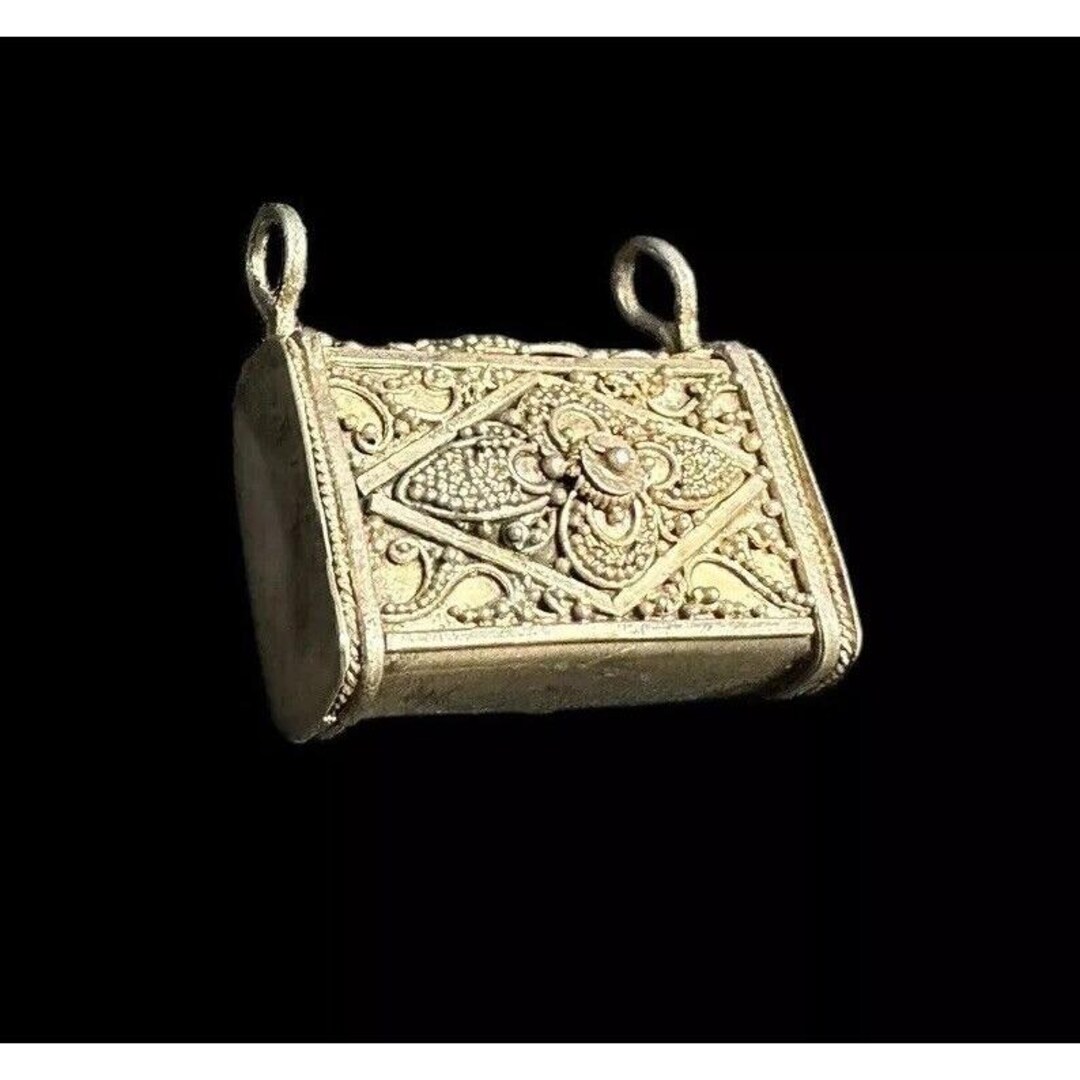 Vintage Sterling Silver Floral Amulet Bali Pendant Studded Texture - Etsy