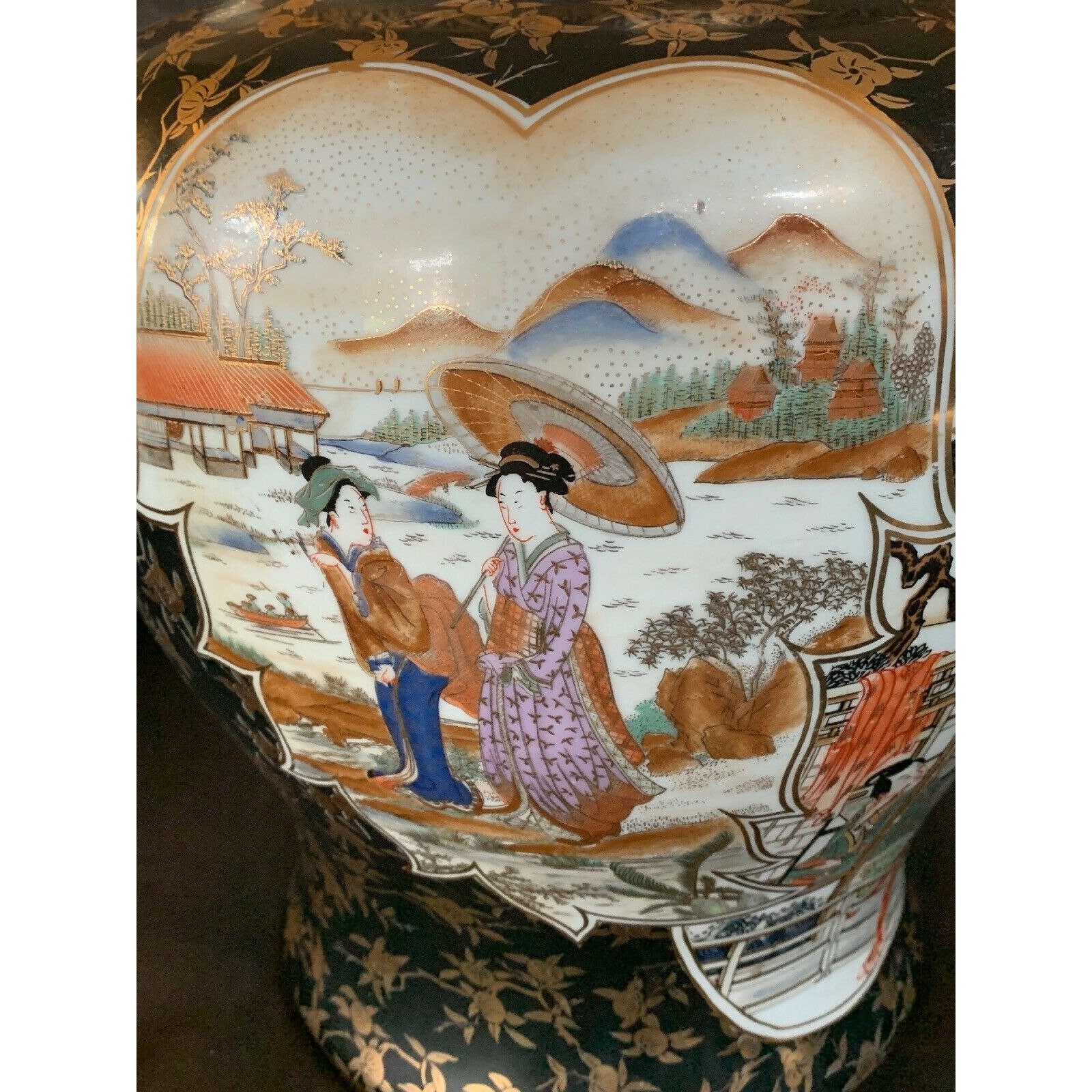 Japanese Vintage Satsuma TALL Vase - Shimazu Family Crest - Etsy