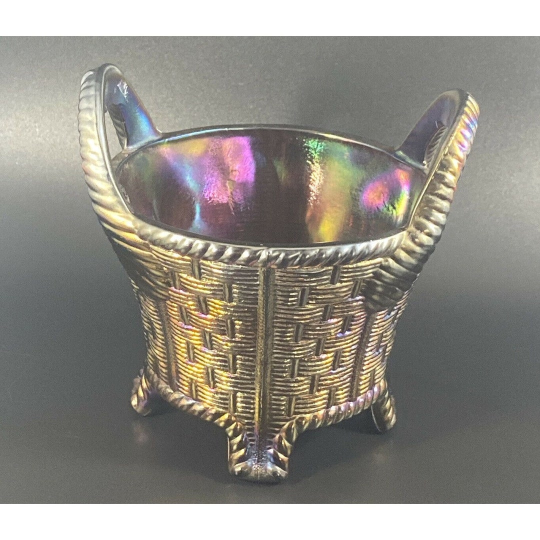 Northwood Bushel Basket Pattern Circa 1910 Iridescent Amethyst Carnival ...