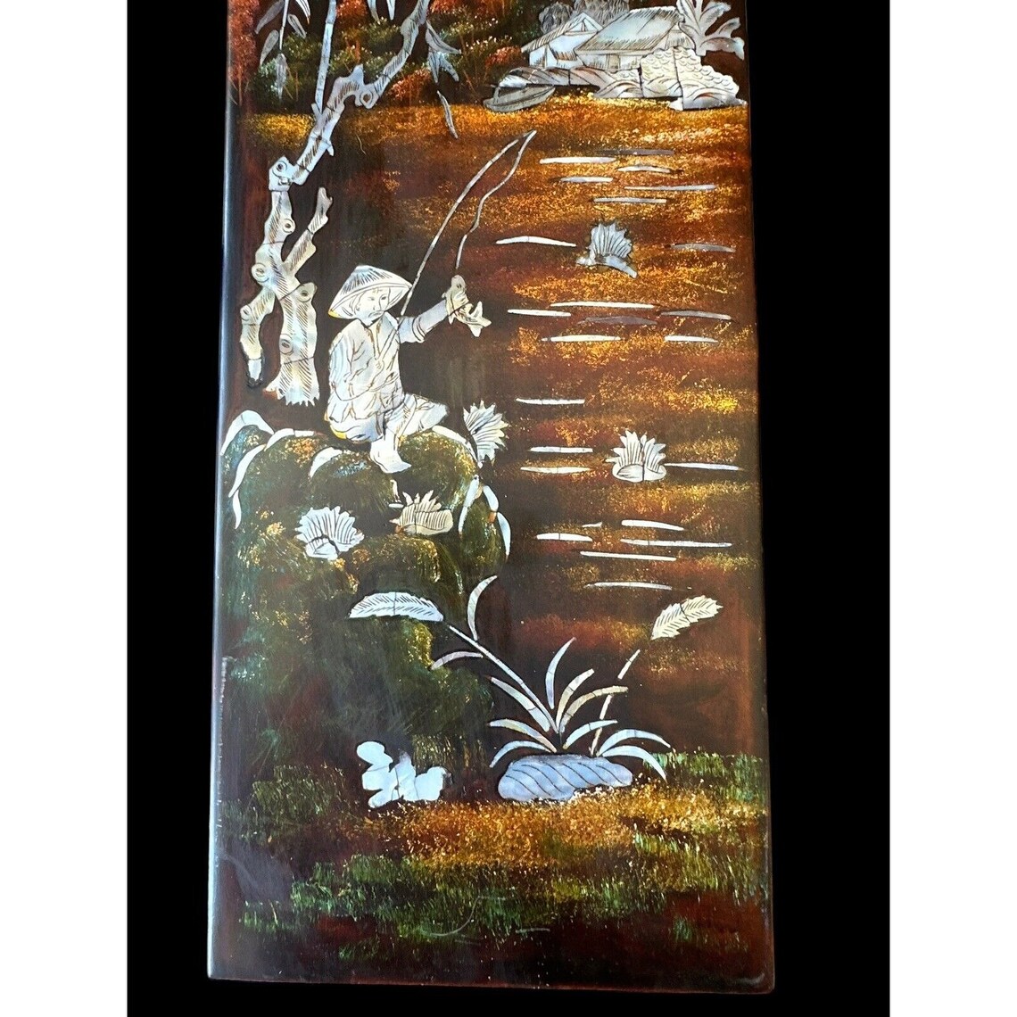 Vintage Asian Wall Panels Plaques Mother of Pearl Black - Etsy