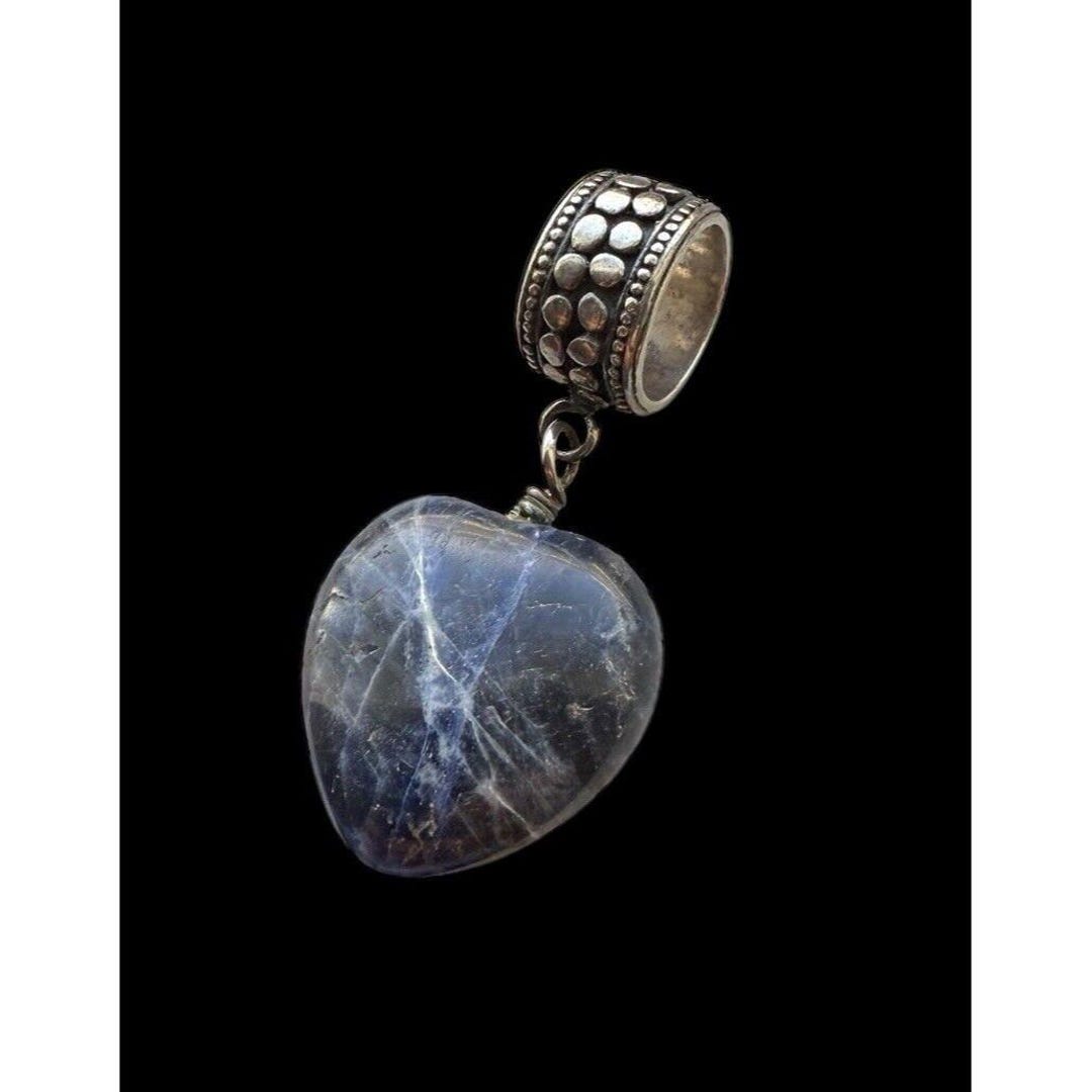 Jay King DTR Lapis Heart Pendant Sterling Silver Pebbled Accents Dangle ...