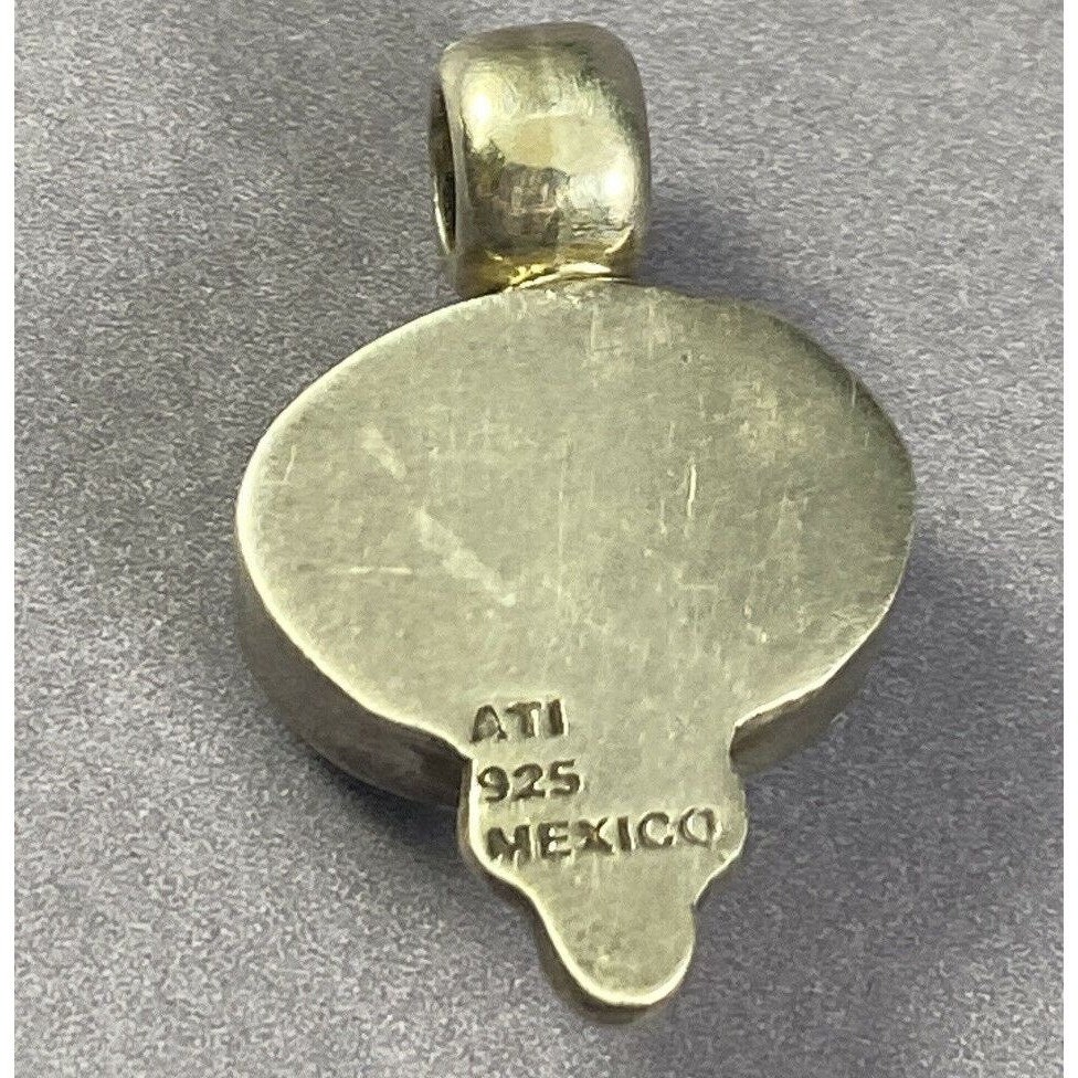 Ati Mexico 925 Turquoise Cab Pendant Ornate Studded Fine Vintage - Etsy
