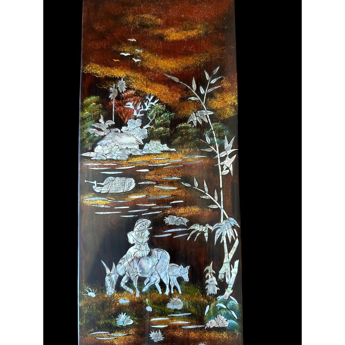 Vintage Asian Wall Panels Plaques Mother of Pearl Black - Etsy