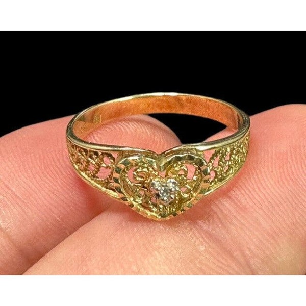 10k Gold Diamond Chip Ring - Etsy