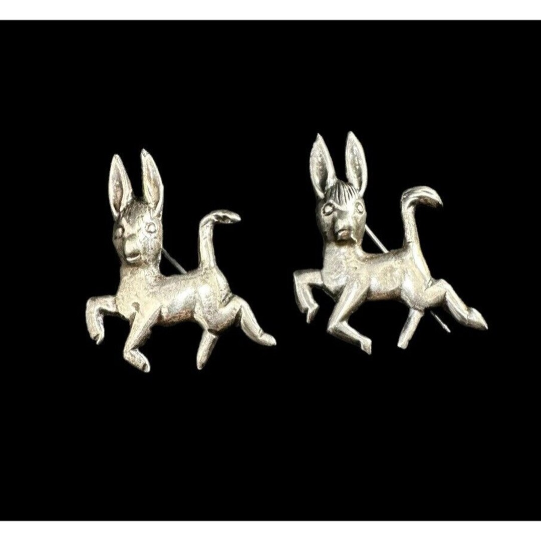 Brooch Two Sterling Silver Donkey Animal Pins Mexico Vintage Jewelry ...