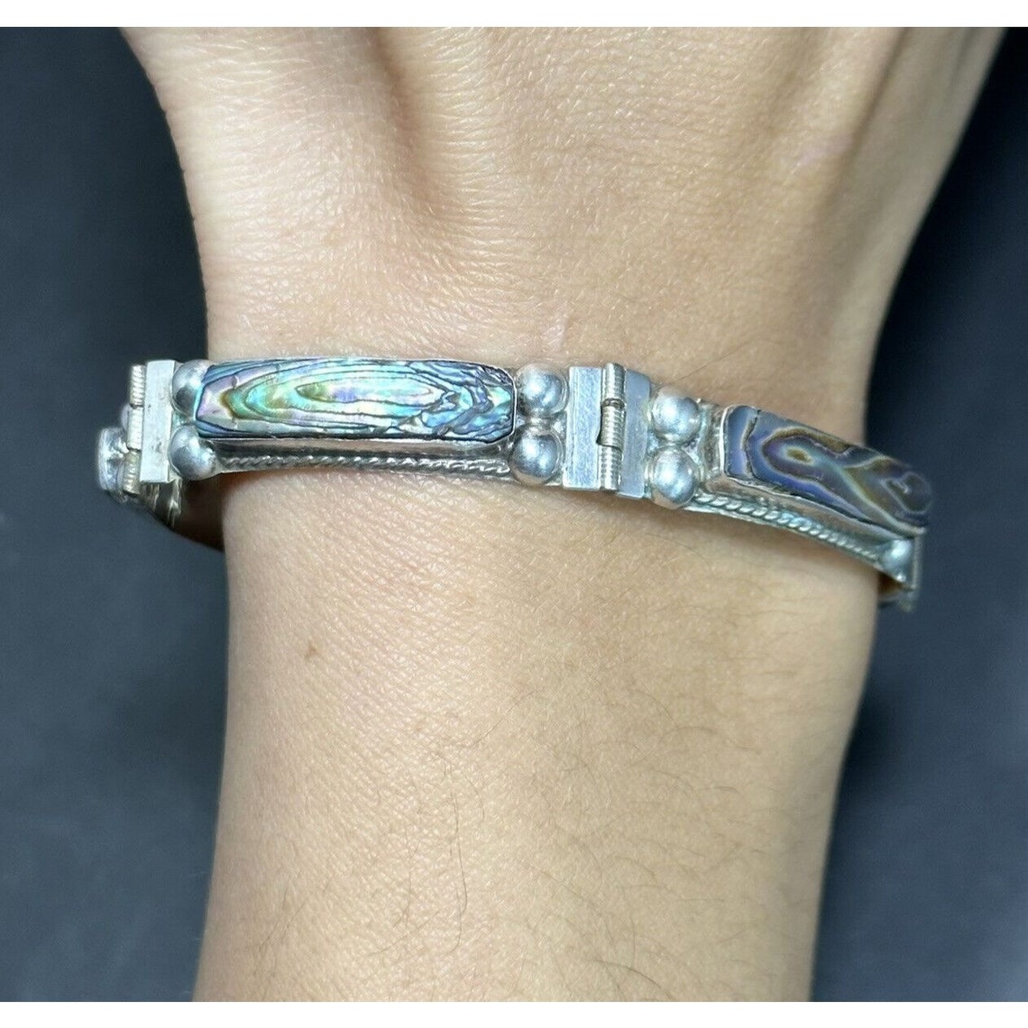 Vintage Signed LPR Taxco Sterling Silver and Abalone Bracelet - Etsy