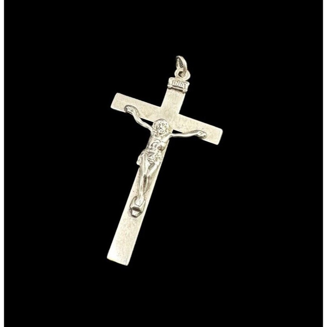 Vintage INRI Italy Sterling Silver Cross Pendant Jesus Christ Crucifix ...