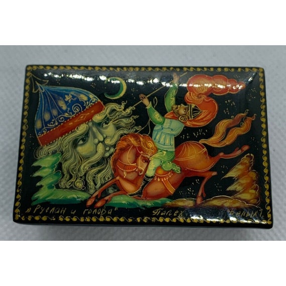 Palekh Russian Lacquer Box Hand Painted Artist Signed… - Gem
