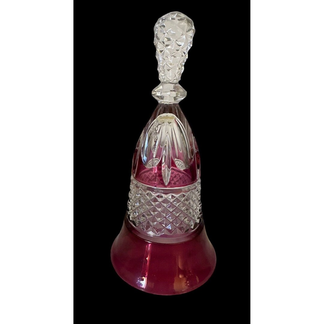 Vintage Ruby Cut Glass Crystal Dinner Bell Red and Clear Heavy - Etsy