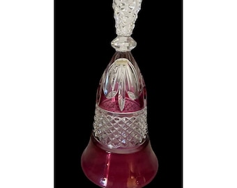 Large Bohemian Crystal Bell With Ruby Red Bottom and Cut Design With ...