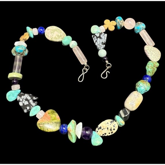 Native American Heishi Sterling Silver Multi Gemstone… - Gem