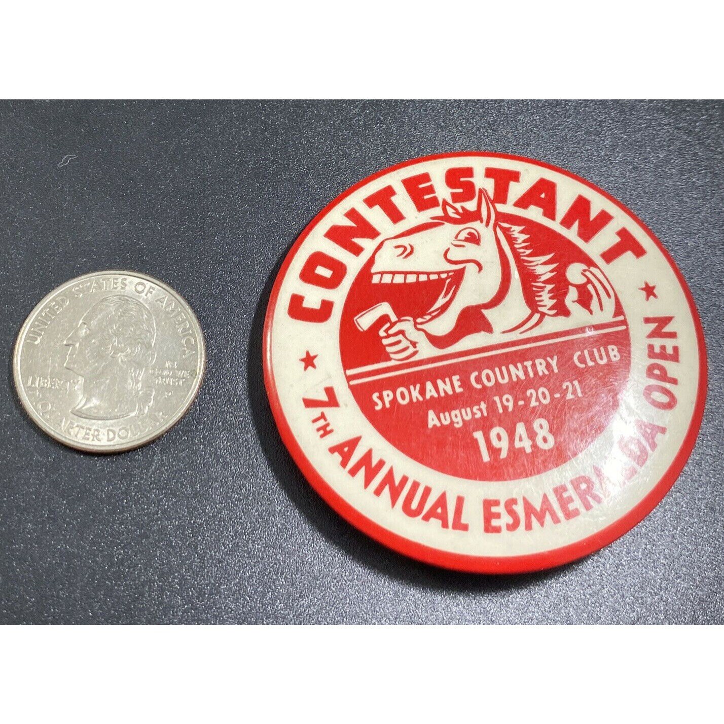 Vintage 1948 Spokane Country Club Contestant Golf Badge Pin Esmeralda ...