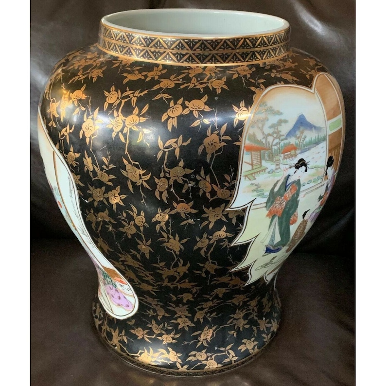 Japanese Vintage Satsuma TALL Vase - Shimazu Family Crest - Etsy