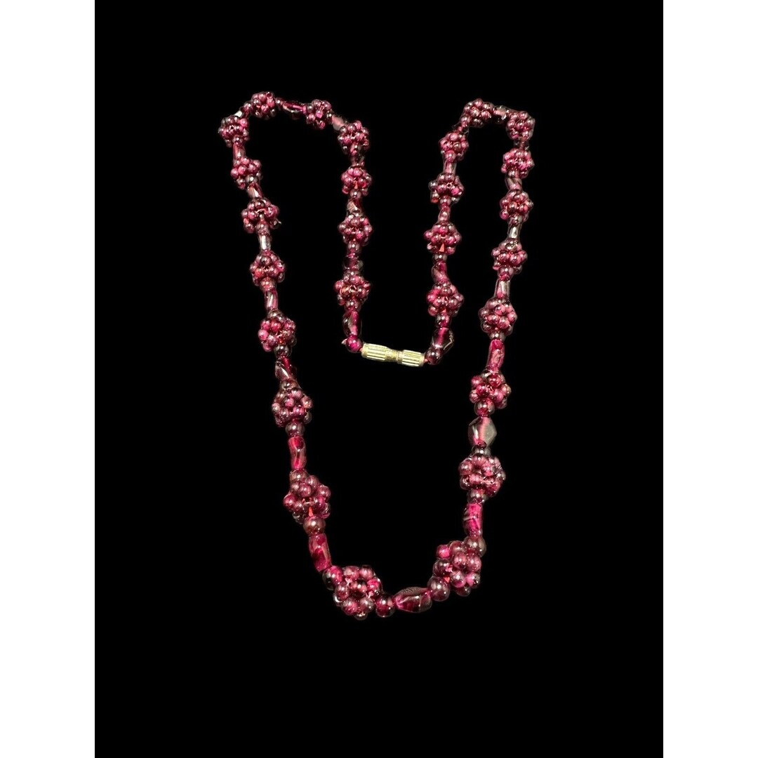 Art Deco Red Garnet Pyrope Necklace Cluster Beaded Berry Accents 26.5 ...