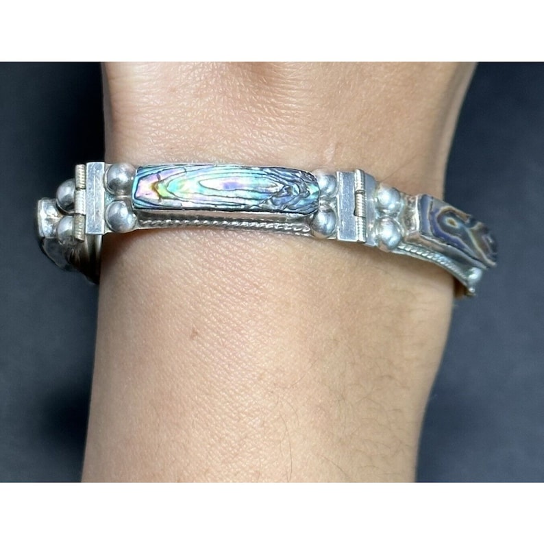 Vintage Signed LPR Taxco Sterling Silver and Abalone Bracelet Mexico ...
