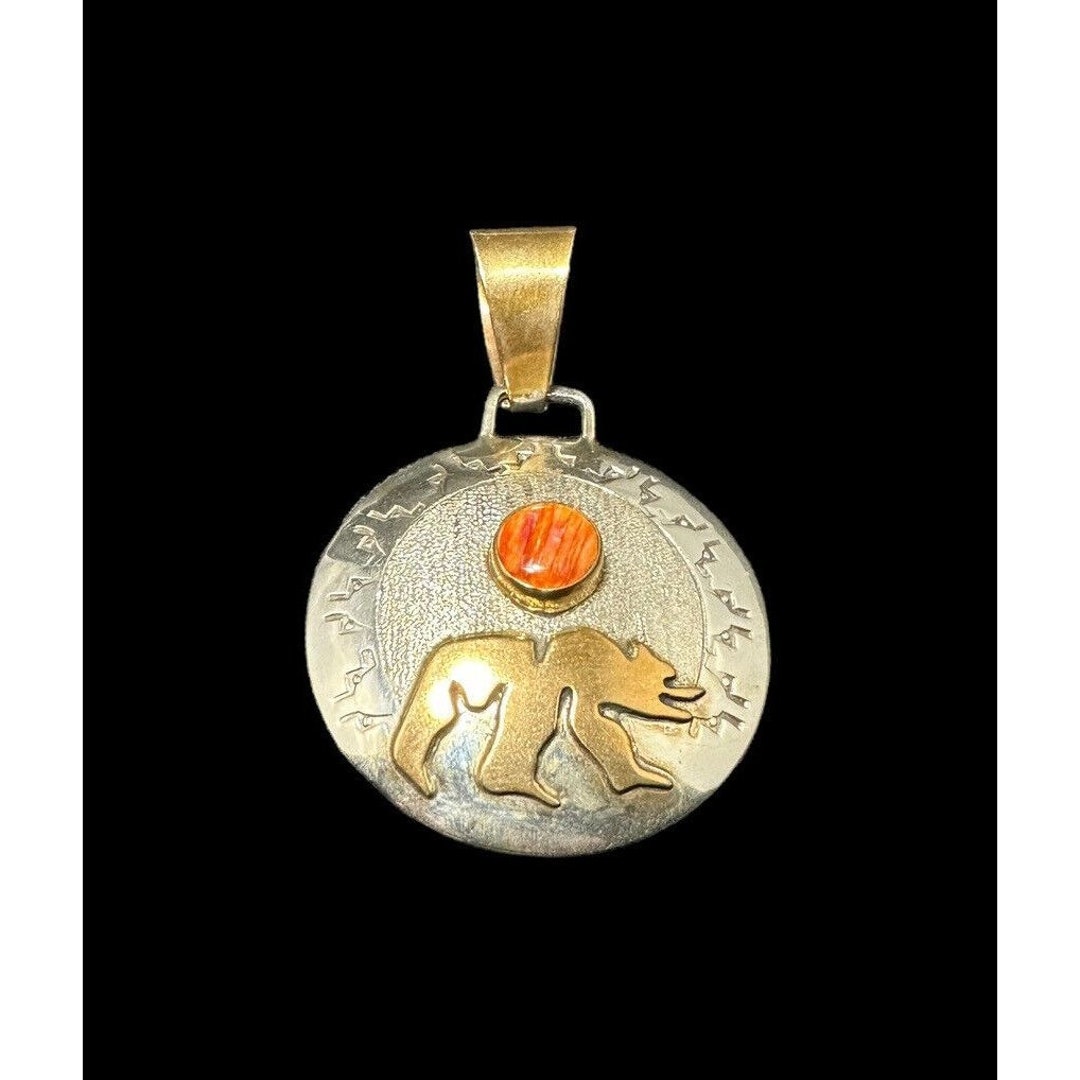 RJ Southwest Bear Pendant 925 and 1/20 12k G.F. Gold Filled and Spiny ...