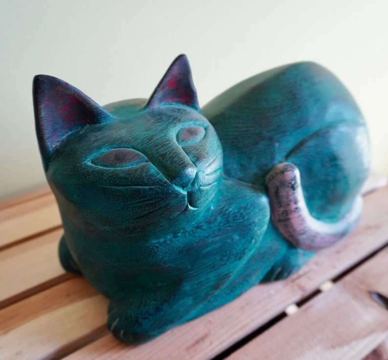 Vintage Cat Primative Folk Art Style Carved Solid Wood Carving - Etsy