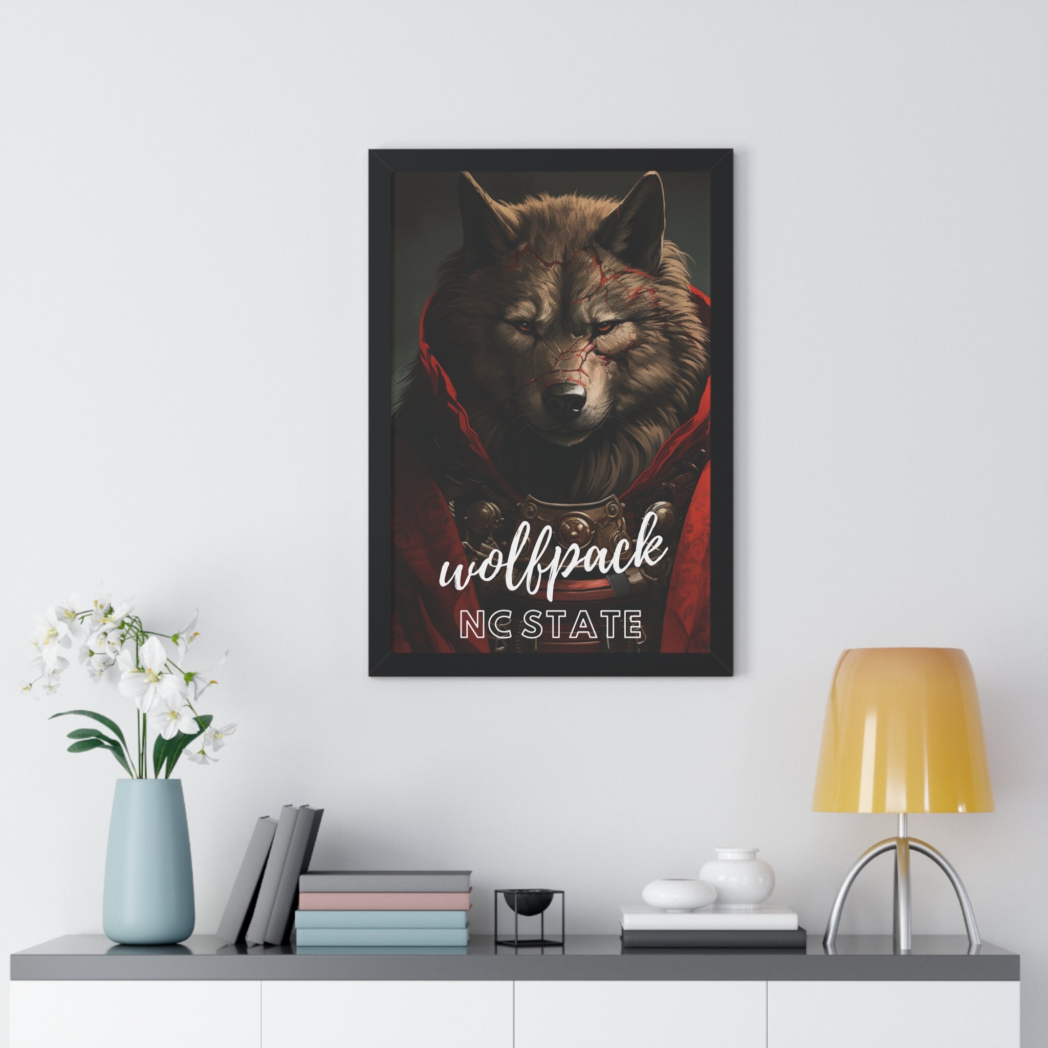 NC State Wolfpack in Black Framed Vertical Poster Original Art - Etsy