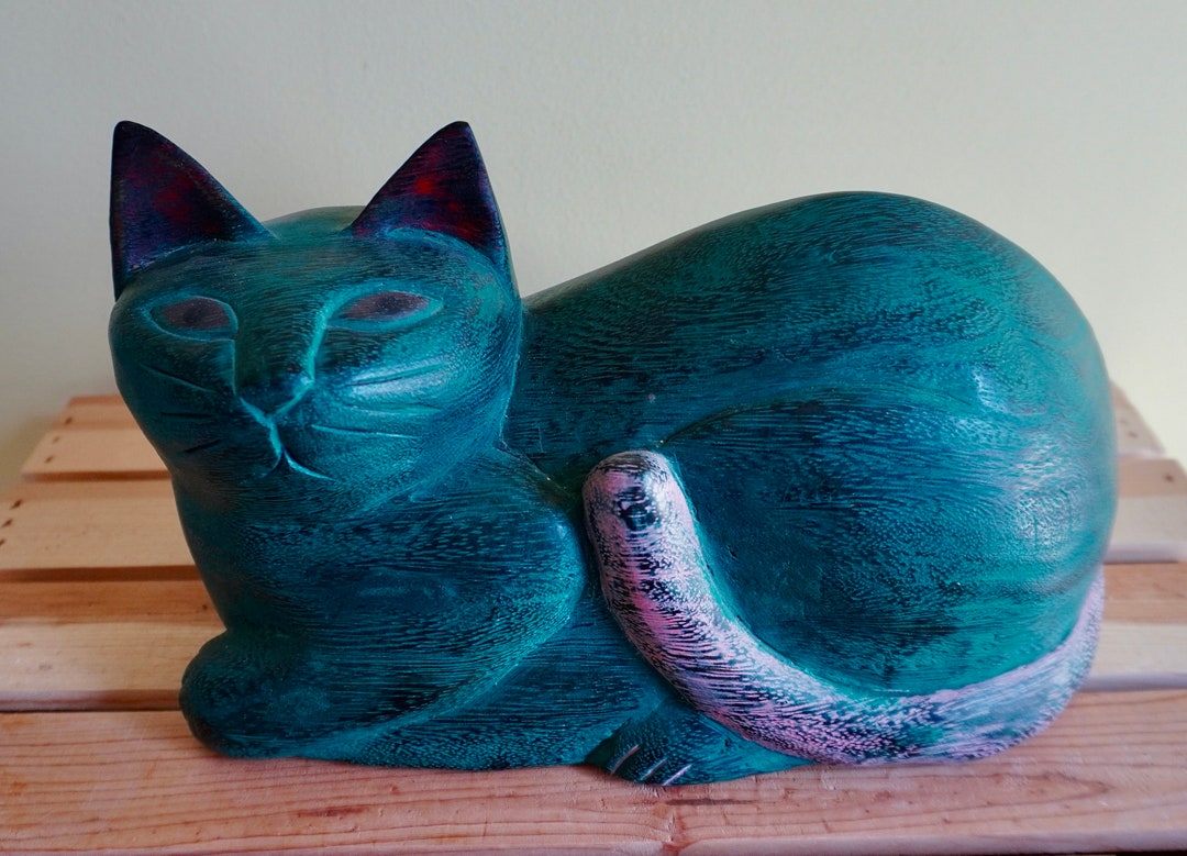 Vintage Cat Primative Folk Art Style Carved Solid Wood Carving - Etsy