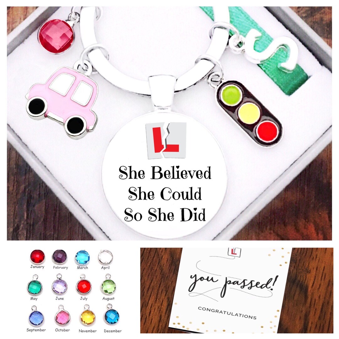Driving Test Gift Personalised Initial Keyring She Believed - Etsy