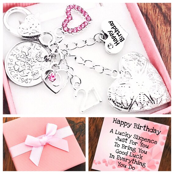 Happy 18th Birthday Gift Pink Heart Locket Keyring Lucky - Etsy UK