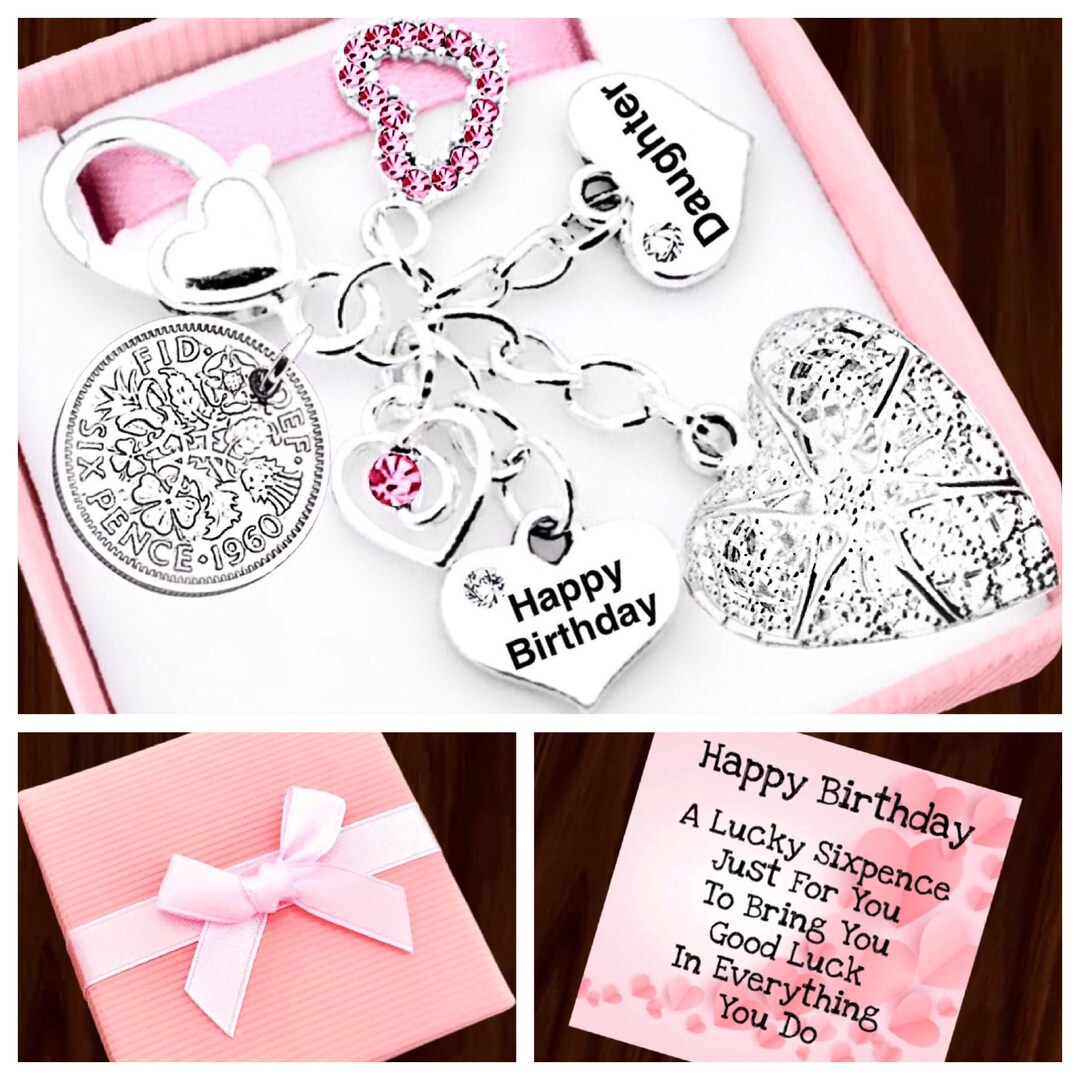 Happy 70th Birthday Gift, Heart Locket Keyring, 1955 Lucky Sixpence ...
