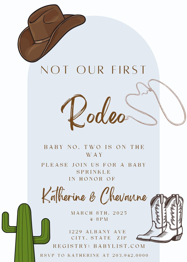 Editable Not Our First Rodeo Baby Shower Invitation - Etsy