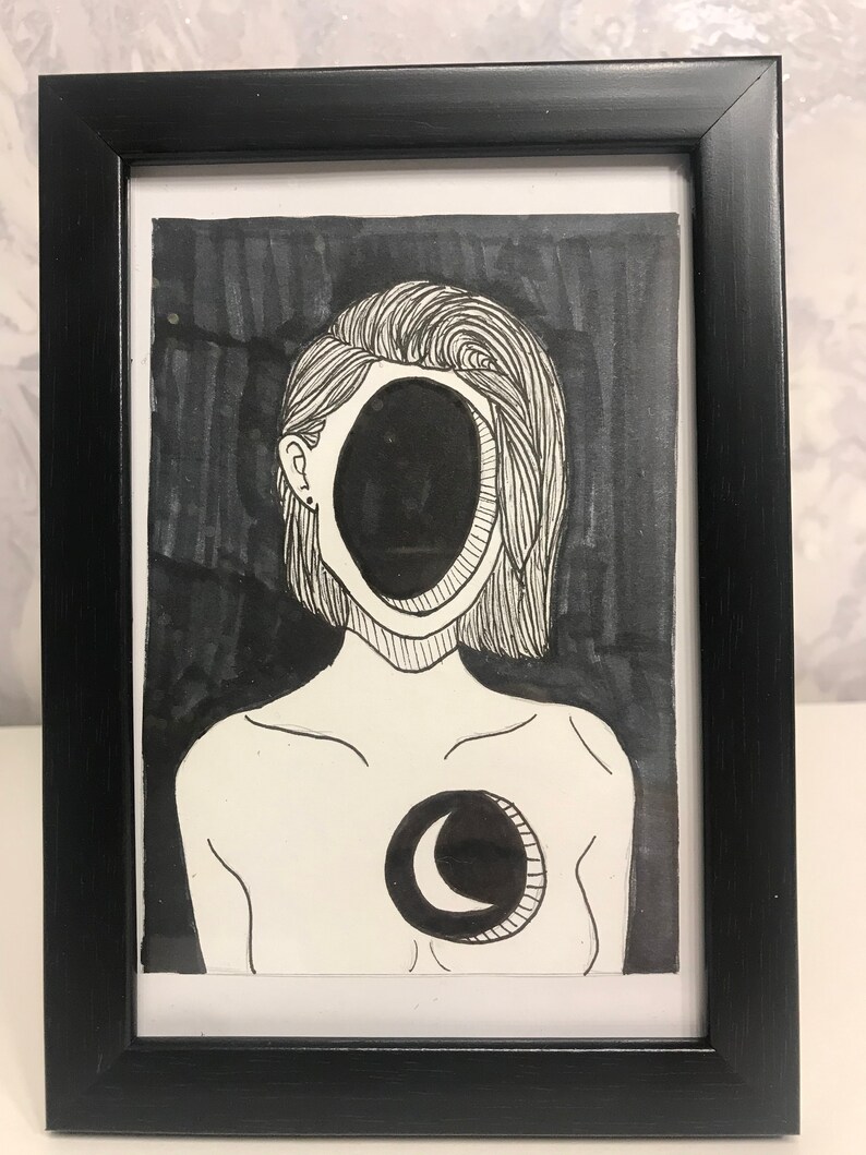 Hand Drawn Illustration Moon Soul Woman-closcreativecreation | Etsy