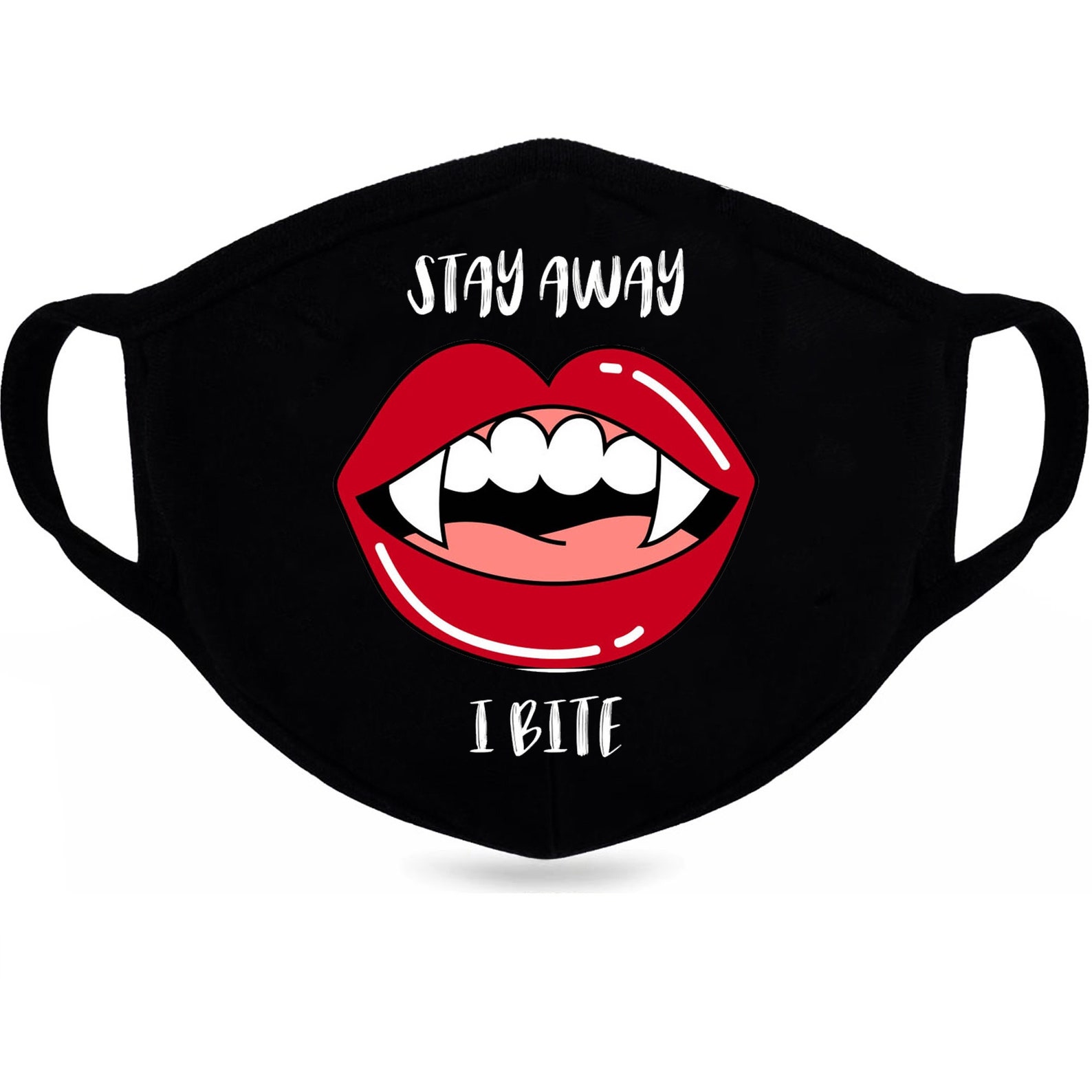 STAY AWAY I BITE Face Mask Funny Vampire Mask Red Lips | Etsy