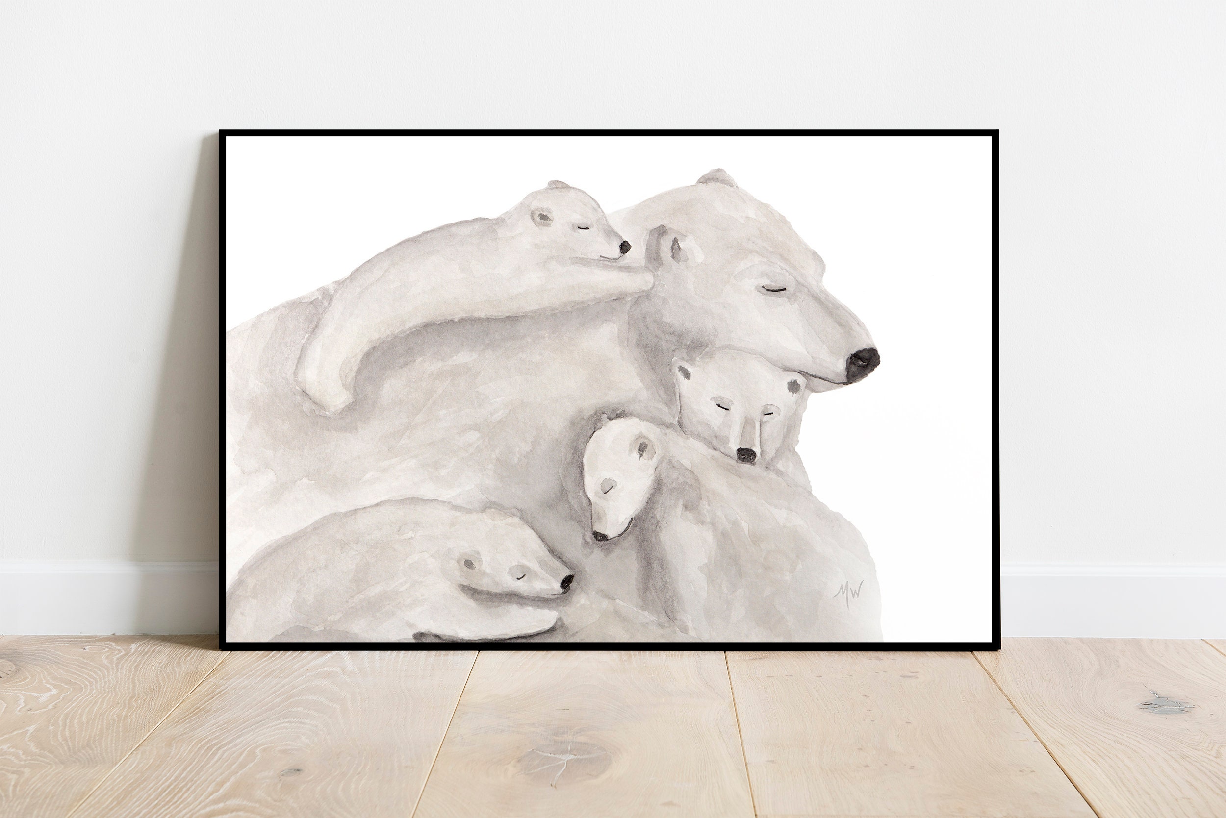 Mama Bear Watercolor - Digital Print - Polar Bear, Nursery Art - Animal ...