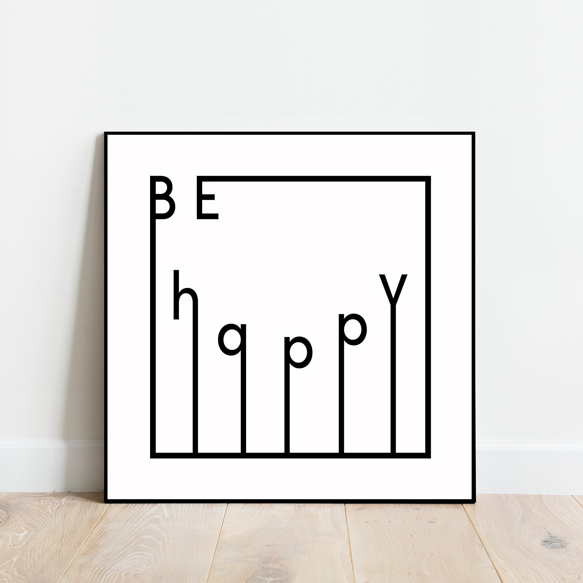 Be Happy Modern Print - Digital Print - Wall Art - Square Art - Etsy