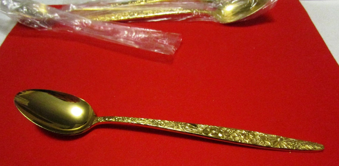 Set of 4 Goldenware Spoons Vintage Stainless Gold Plated | Etsy