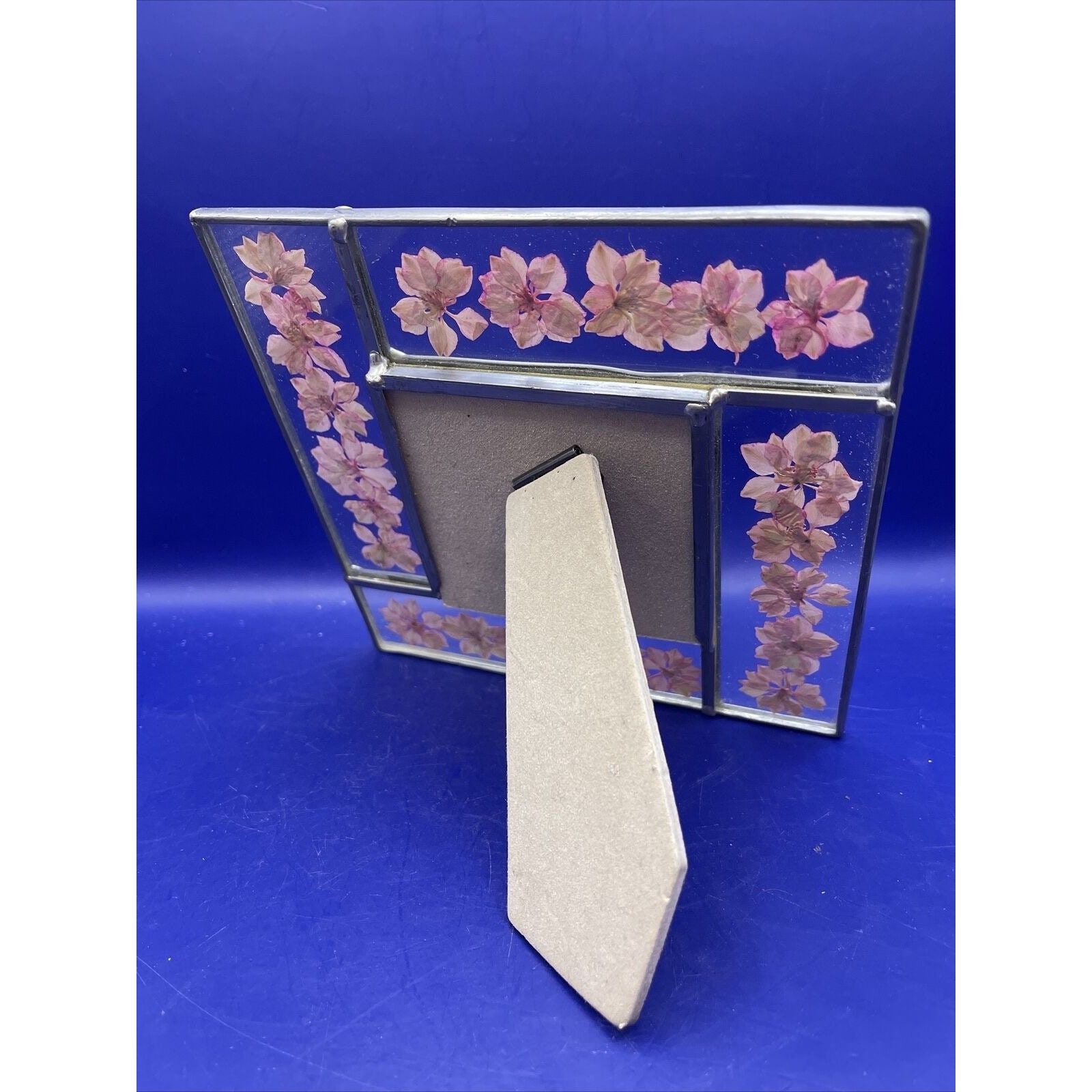Floral Clear Glass Photo Frame Pink Dried Pressed Flowers Handmade ...