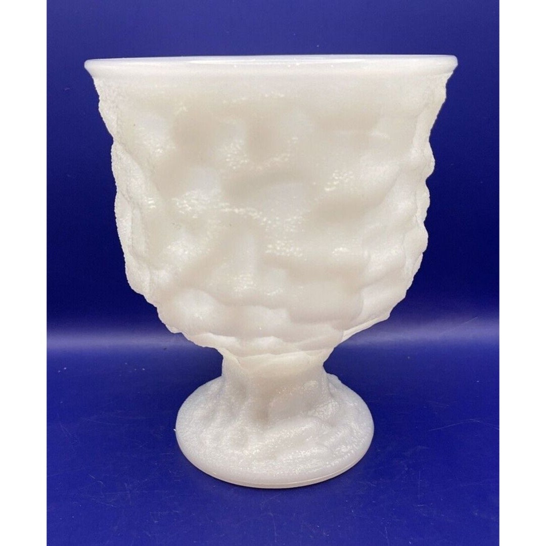 E.O. BRODY Textured Milk Glass Pedestal Chalice Compote Planter M3000 ...