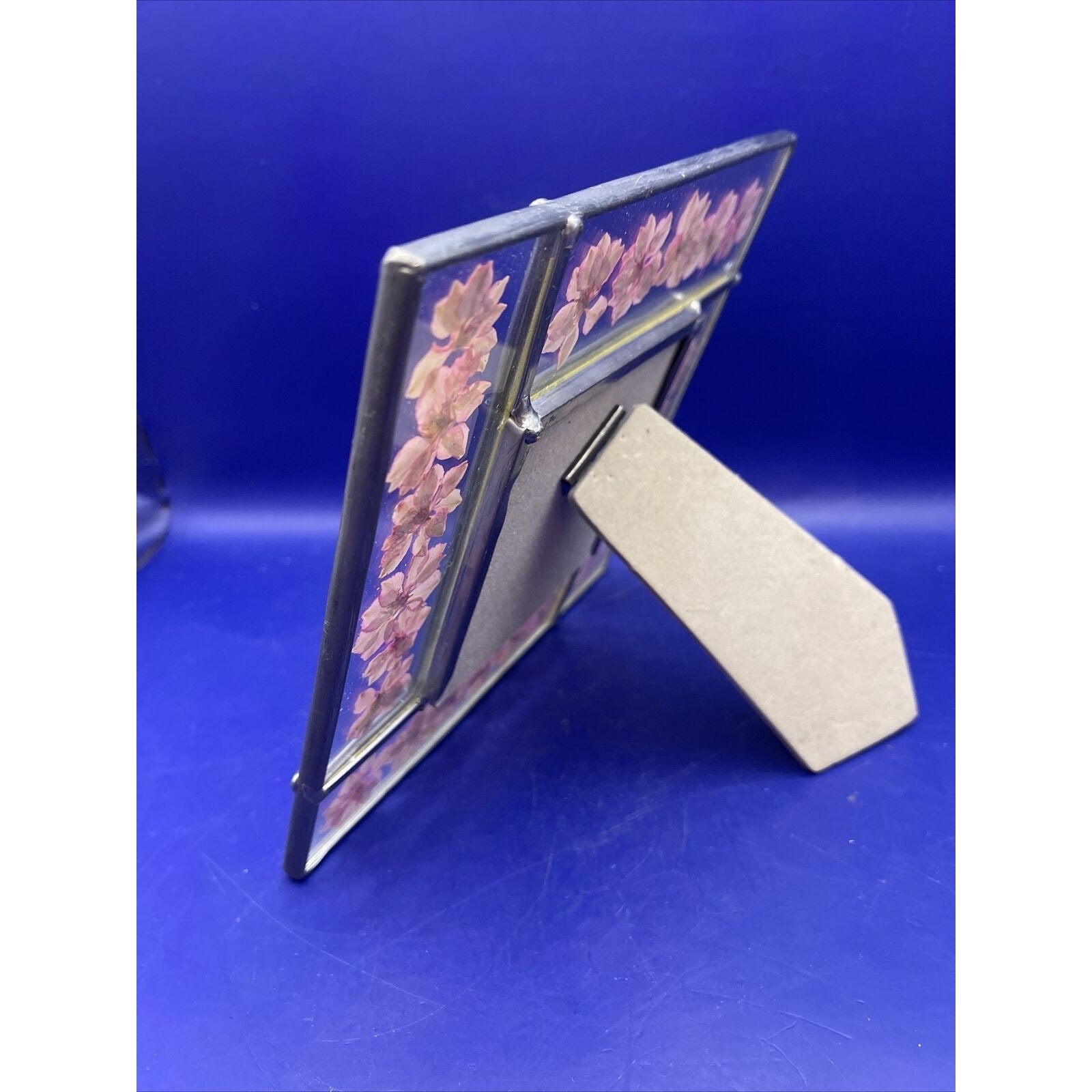 Floral Clear Glass Photo Frame Pink Dried Pressed Flowers Handmade ...